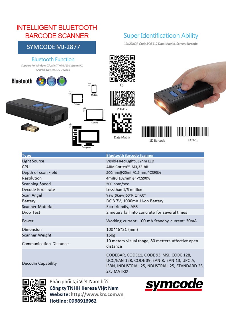 Máy quét mã vạch MJ-2877
